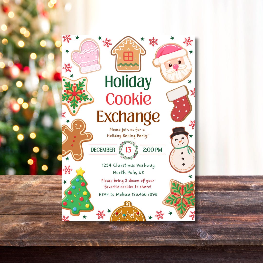Holiday Cookie Exchange Invite Template • Christmas Cookie Swap Party ...