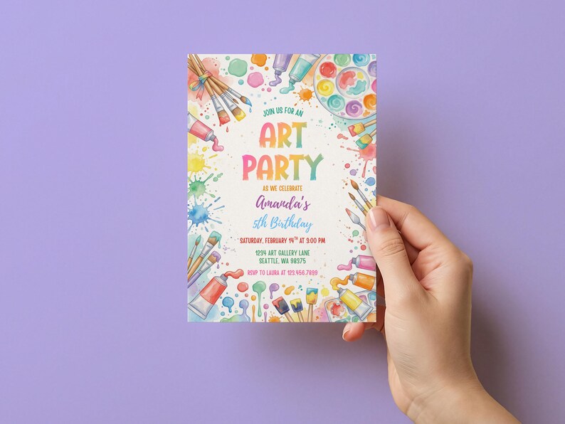 Editable Art Birthday Invitation Template, Creative Painting Artist ...
