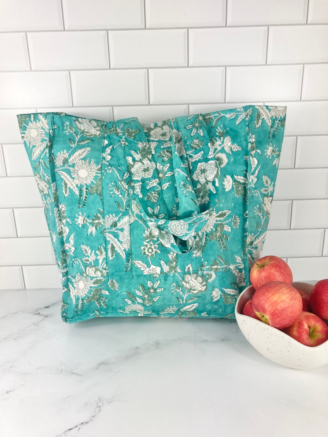 100% Cotton | Boho Block Print Tote Bag, Handmade Indian Cotton Floral ...