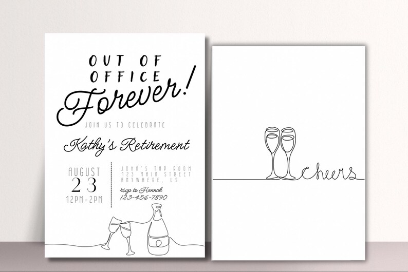 Editable Canva Out of Office Retirement Party Invitation Template | 5×7 ...