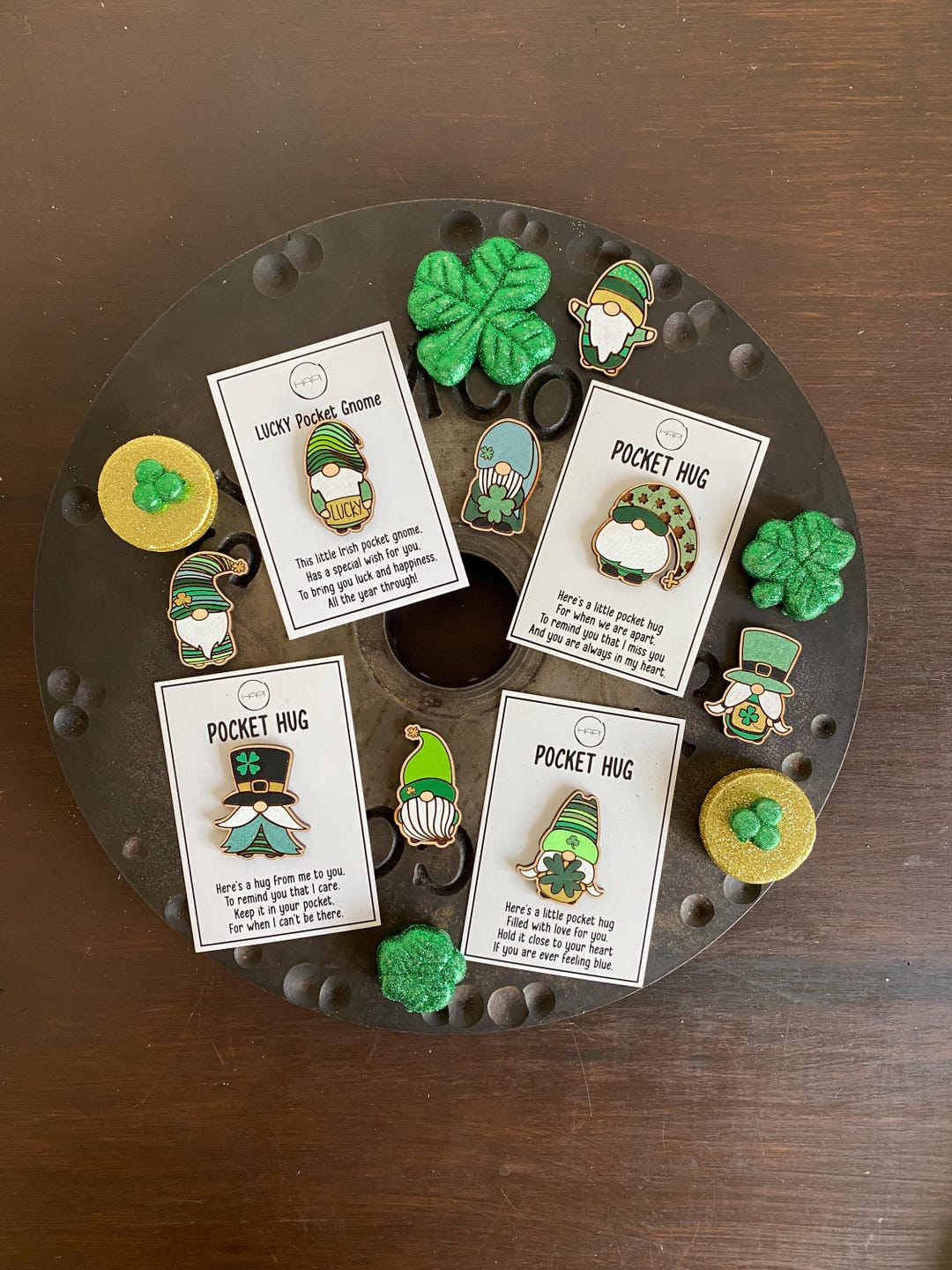NEW!! Lucky Gnome Pocket Hugs, St. Patricks Day, Shamrock Gnome, Gnome ...