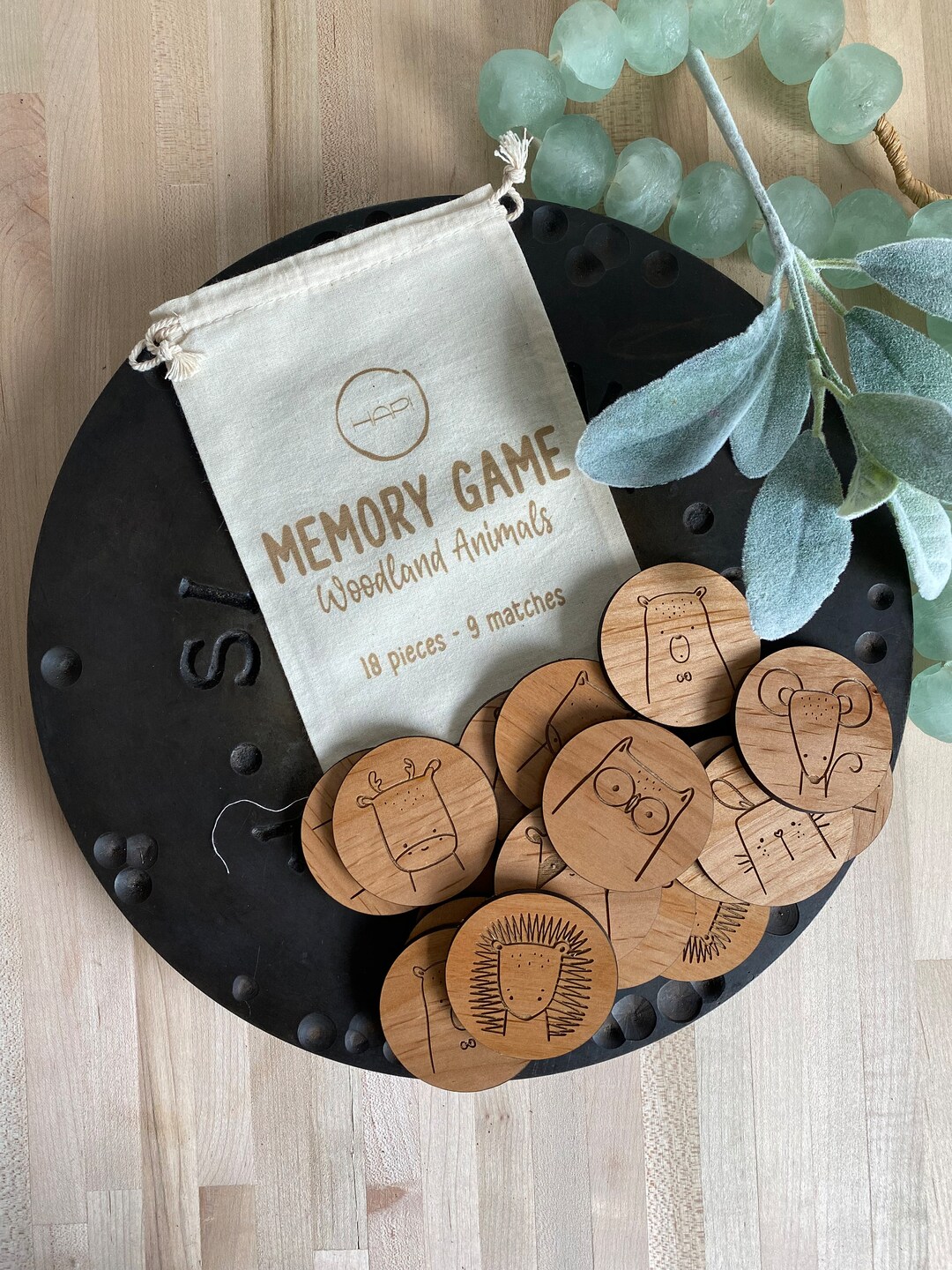Woodland Animal Wood Memory Game, Personalized Wood Matching Game ...