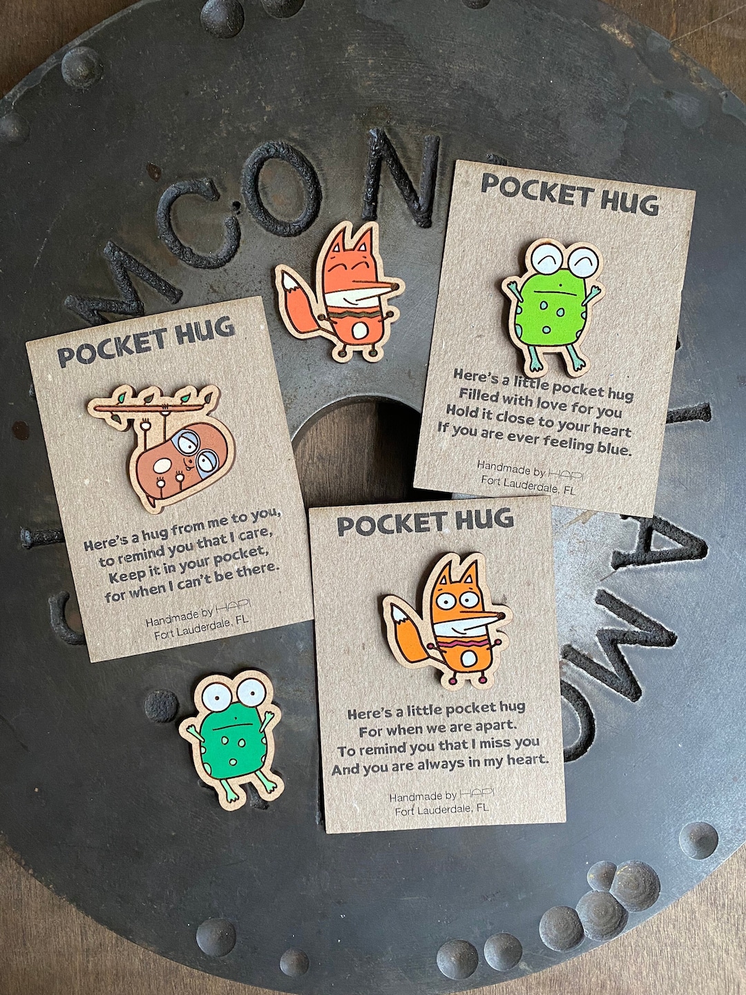 Pocket Hugs, Sloth, Frog, Fox, Pocket Token, Miss You Gift, Love You ...
