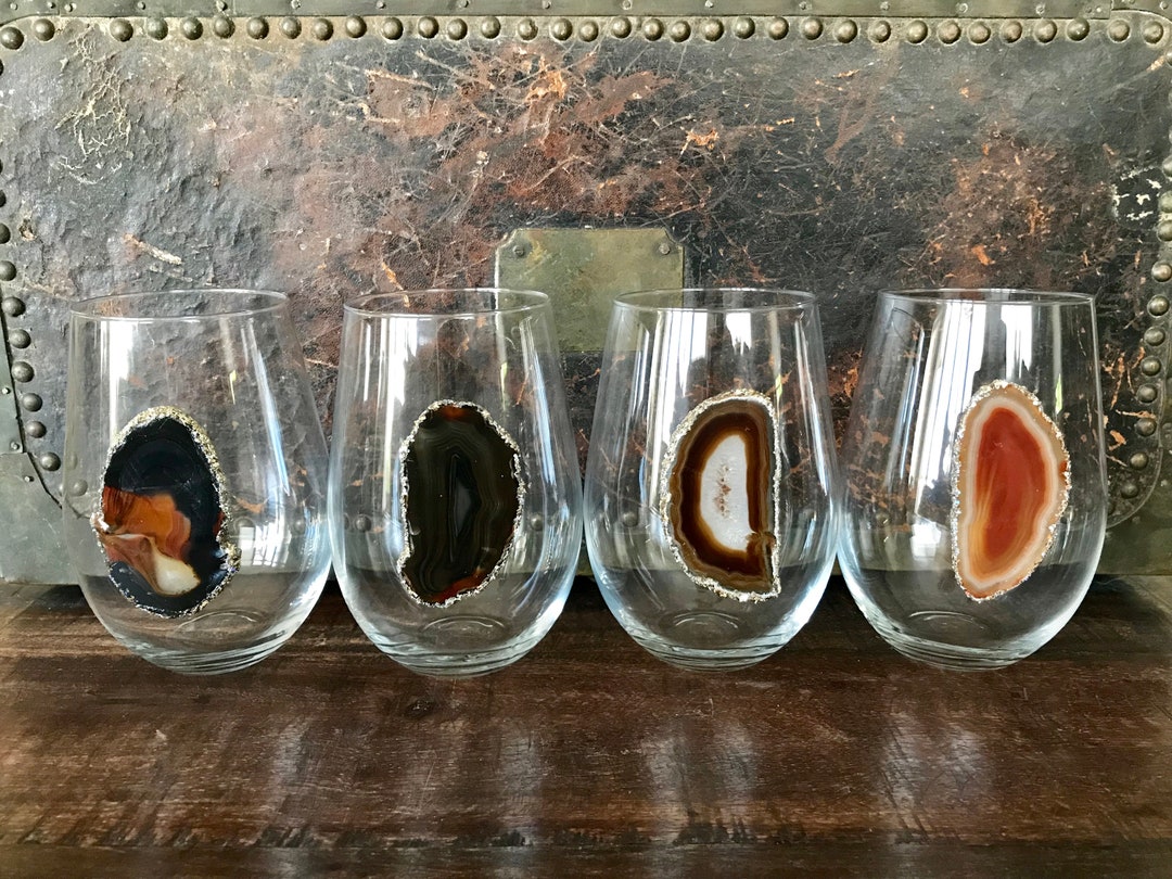 Custom Agate Wine Glass, Cocktails, Gift Item, Wine Lover, Book Club ...