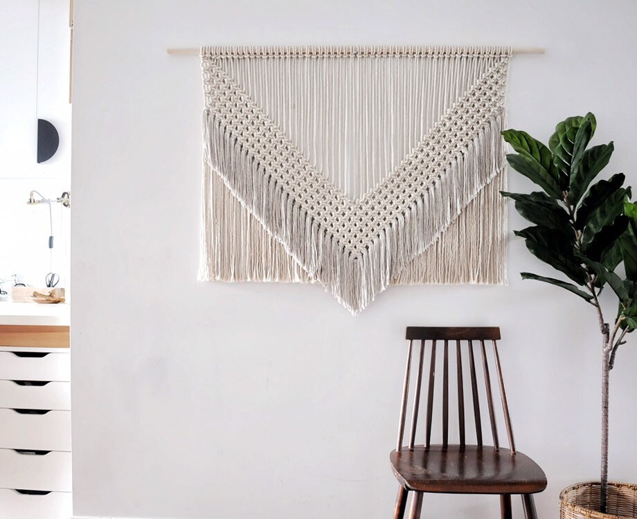 Macrame wall hanging large modern minimal fibre tapestry | Etsy