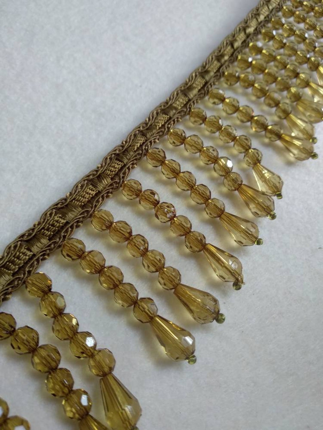 Oil Green Crystal Beads Fringe Trimming | 5 Cm - 2 Inches Height Luxury ...