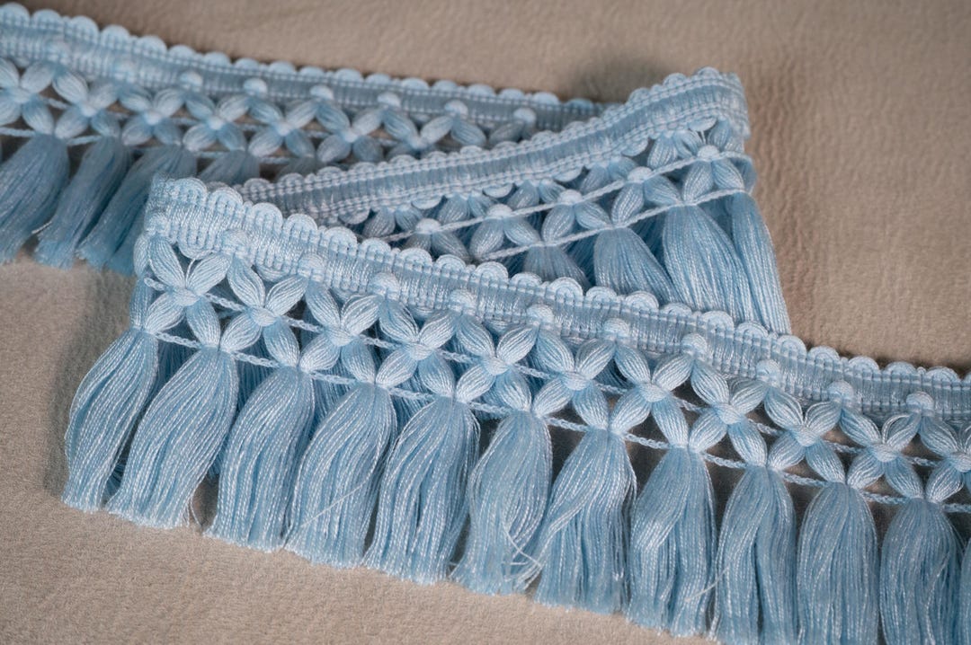 Baby Blue Braid Tassel Fringe Trim| 8cm-3.15" Wide Lace Ribbon Trim ...