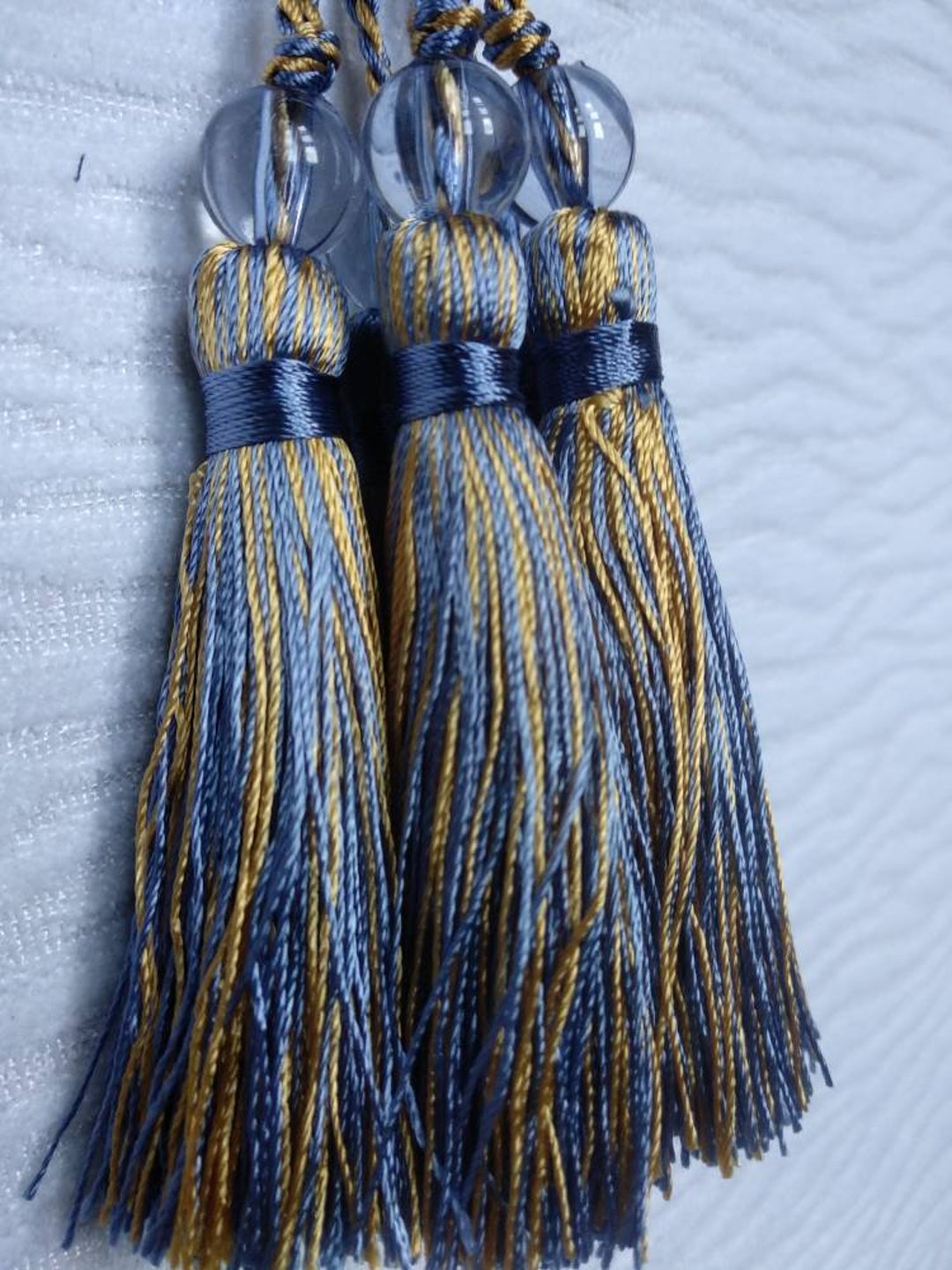 Royal Blue- Yellow Mini Tassel With Beads | 9cm-3.54 Inches Height With ...