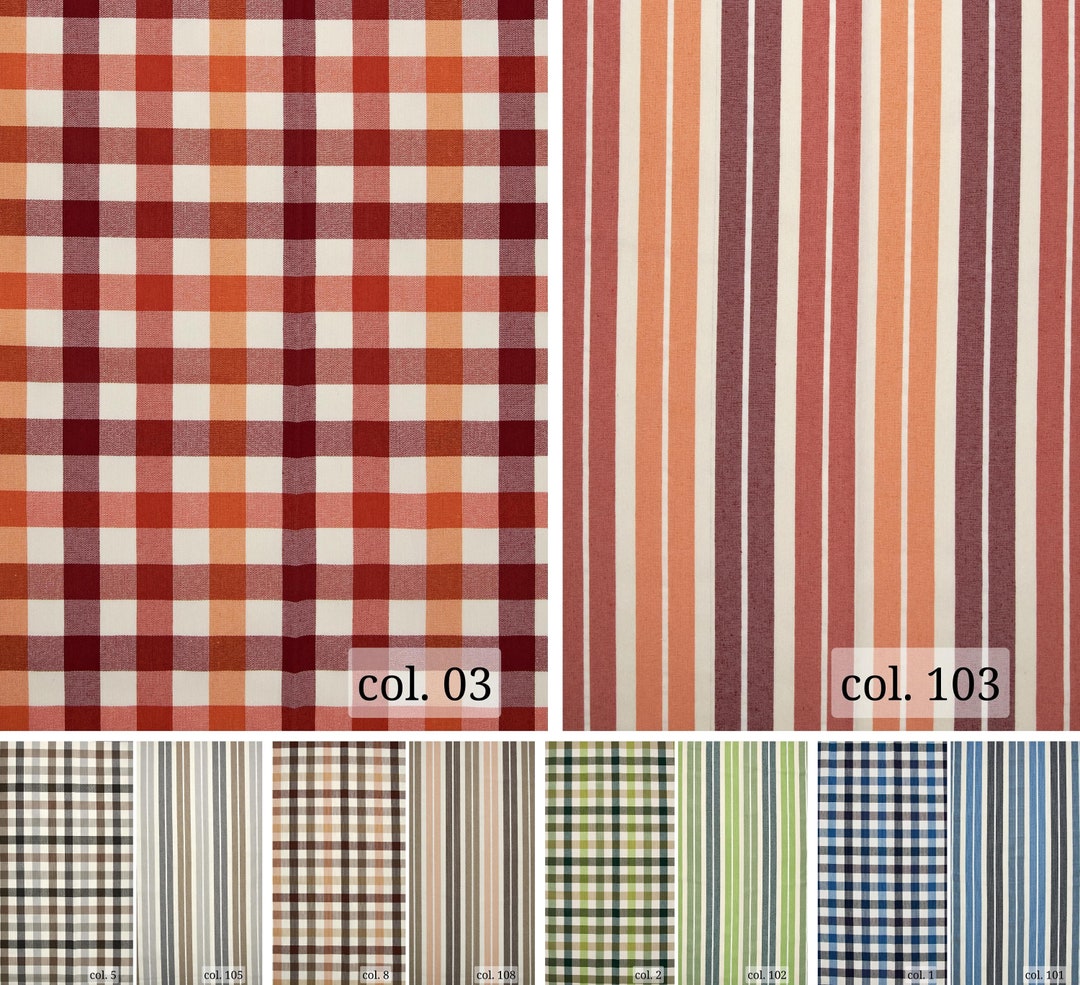 Vintage Checks & Stripes High Quality Cotton Decoration Fabric Double ...