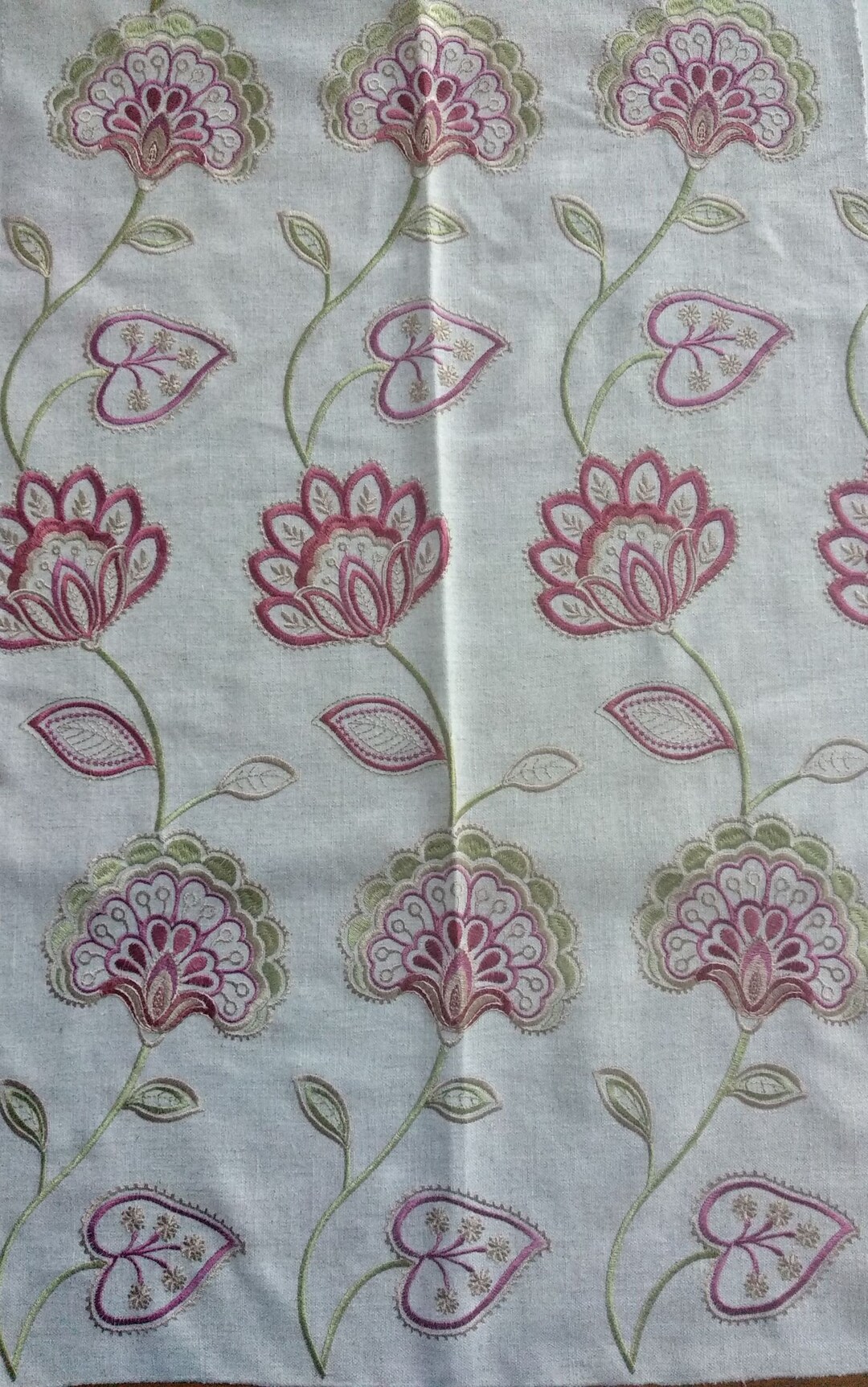 Red Embroidery Floral Curtain Fabric Double Height - Etsy