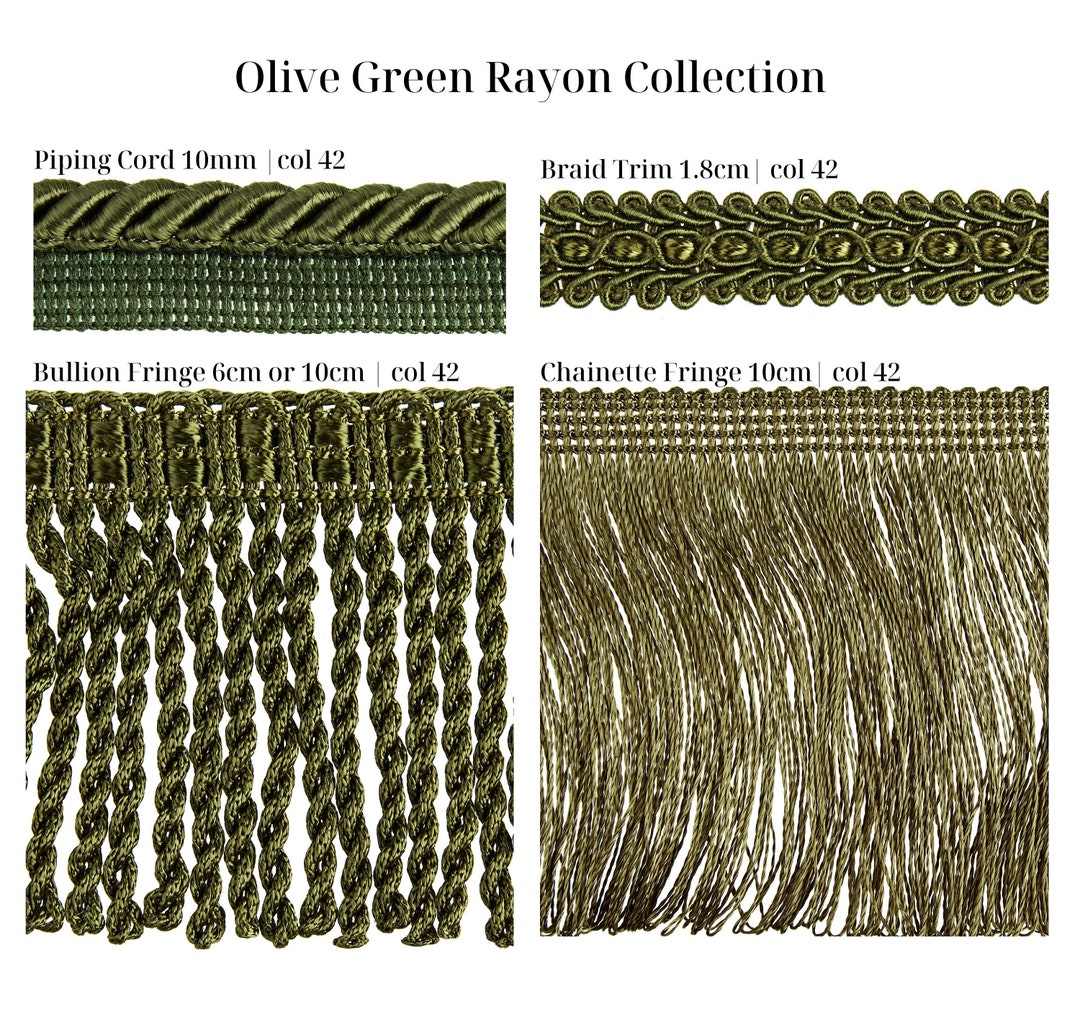 Olive Oil Fringe Trims Collection Cords, Braid Gimps, Chainette Fringe ...