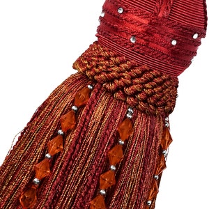 Tiebacks With Strass & Beads New Color Red Wine-rust Brown Curtain ...