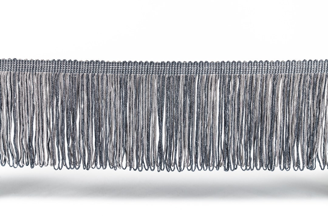 Anthracite Gray Rayon Double Weld Fringe Trimmings |10cm-4" Height ...