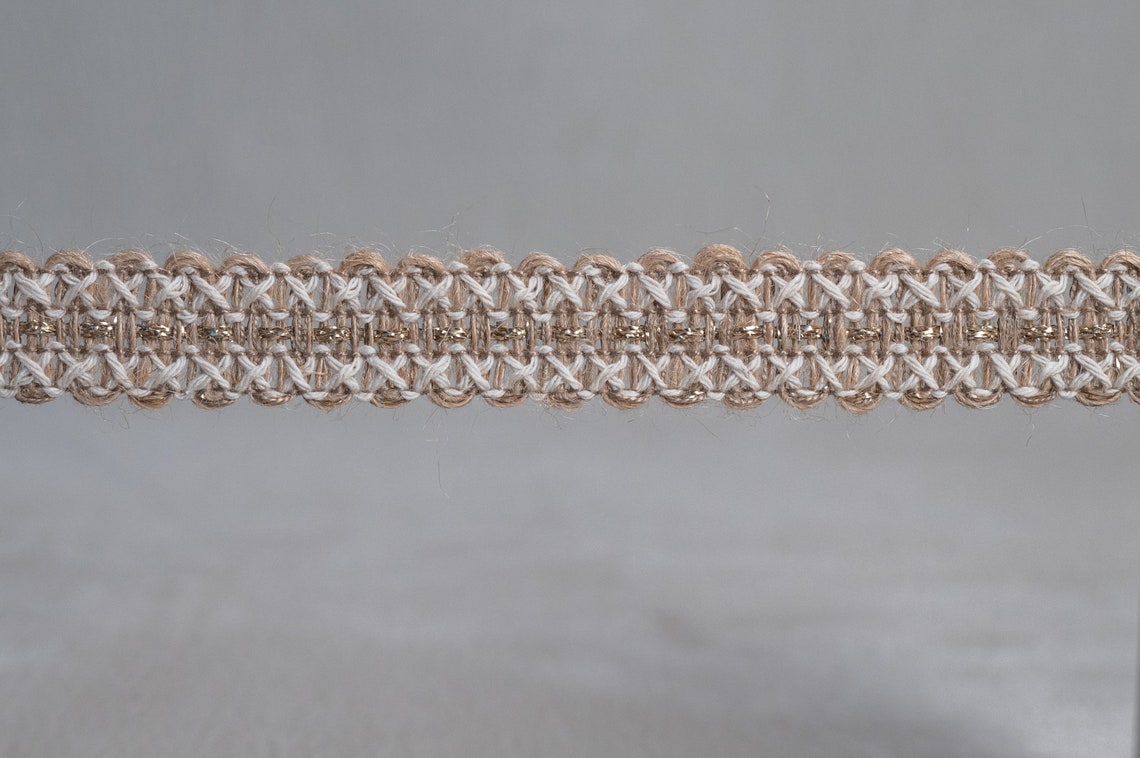 Cotton, Jute & Lurex Decorative Trim | 2cm Natural Coastal Braid for ...