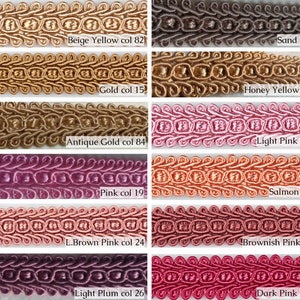 65 Col. Rayon Braid Fringe Trims Braid Trimming Upholstery 1.8cm - 0.7 ...