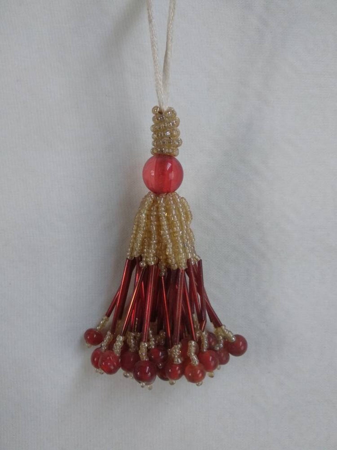 Red Tassel With Beads and Crystals| 8.5cm-3.35 Inches Plus 5.5cm - 2.16 ...