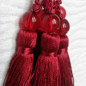 Red Wine Mini Tassel With Beads | 9cm-3.54 Inches Height With Loop ...
