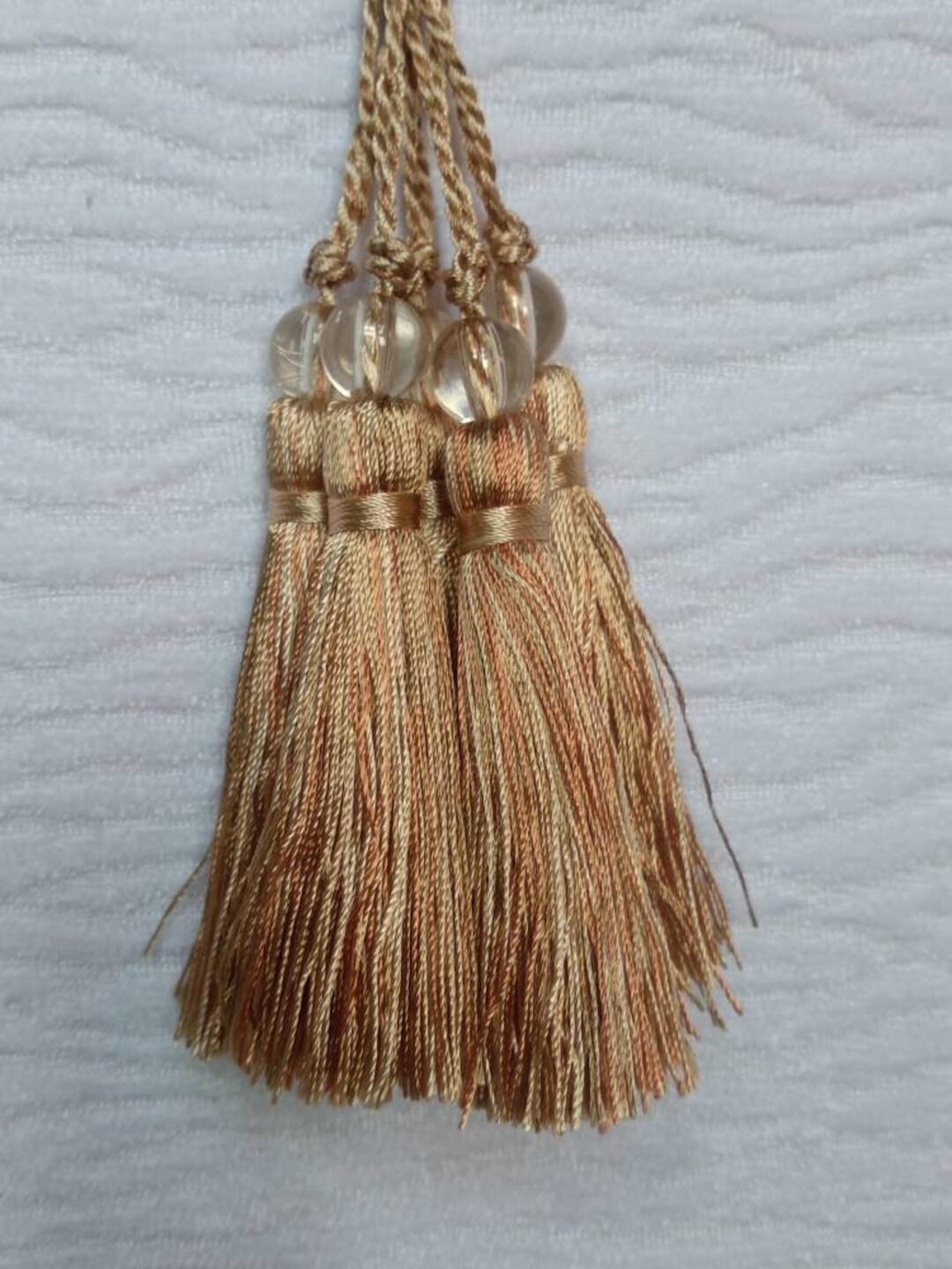 Beige Gold Ivory Mini Tassel With Beads | 9cm-3.54 Inches Height With ...