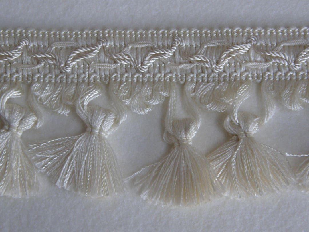 Last Piece 2m Ivory Tassel Fringe Trim| 8cm - 3.15 Inches Height Tassel ...
