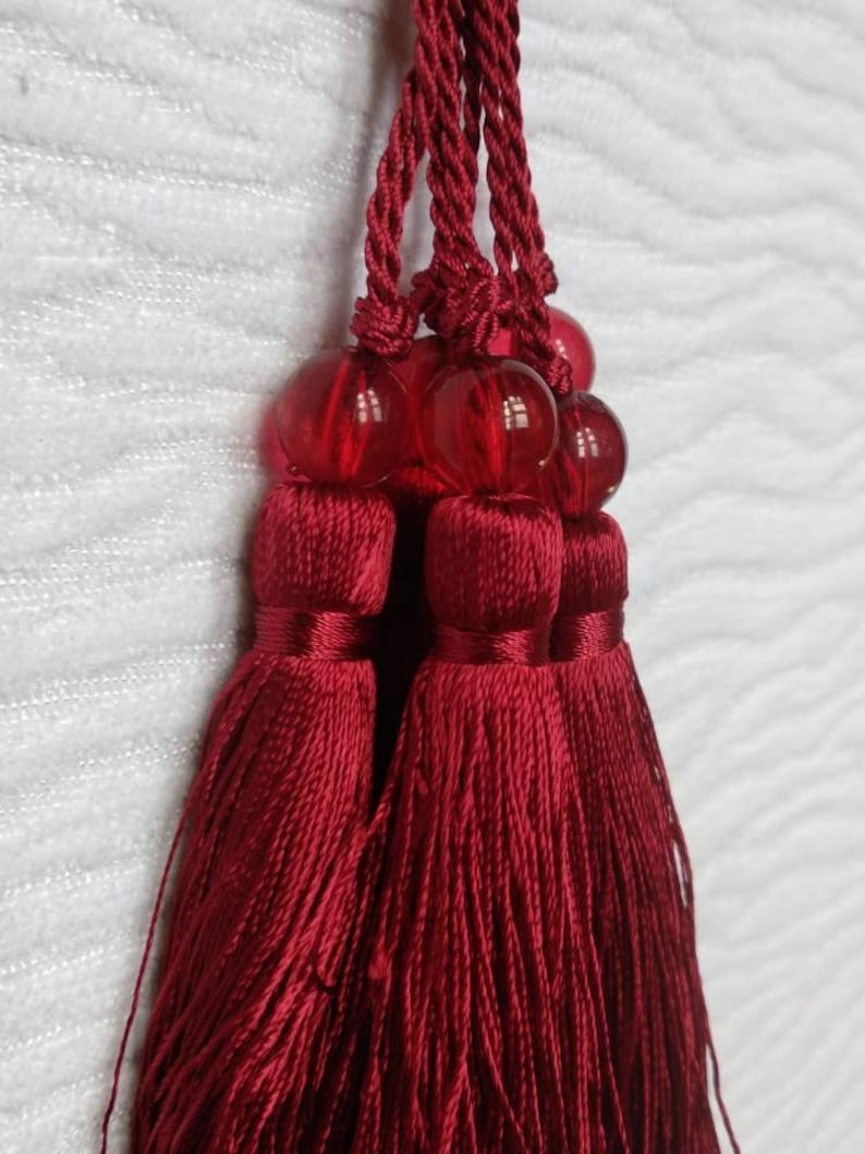 Red Wine Mini Tassel With Beads | 9cm-3.54 Inches Height With Loop ...