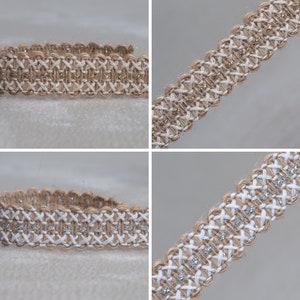 Cotton, Jute & Lurex Decorative Trim | 2cm Natural Coastal Braid for ...