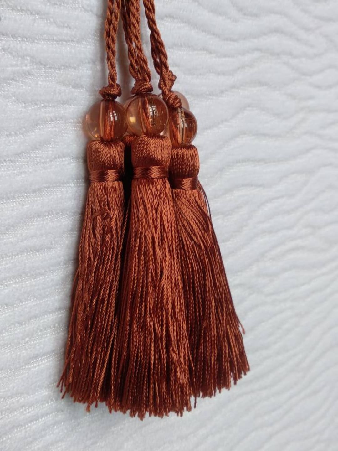 Rust Brown Tassel With Beads 9cm-3.54 Inches Height With Loop Silky ...