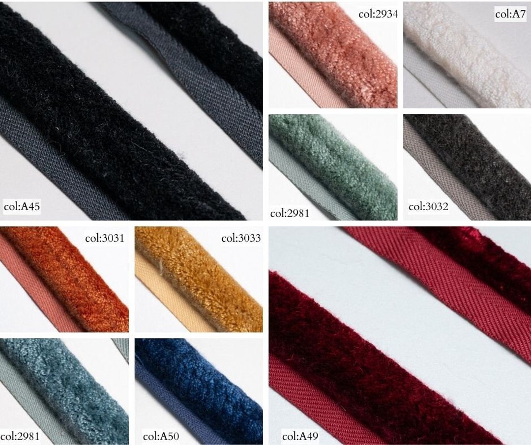 Velvet Piping Cord 10mm-0.39 or 17mm 0,66''10 Colors Available/soft ...