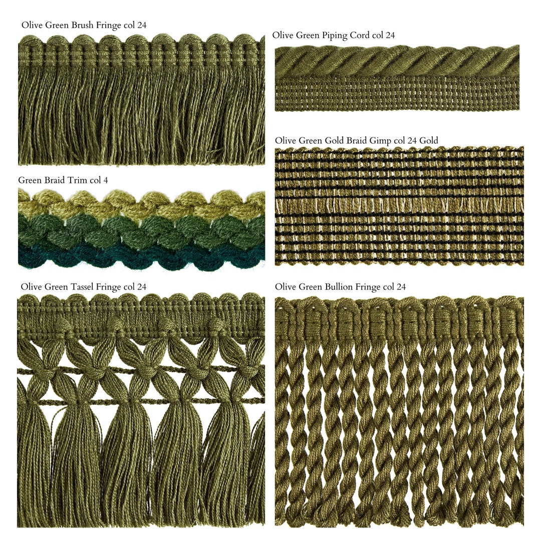 Relax Olive Green Fringe Trims Collection | Cords, Braid Gimps ...