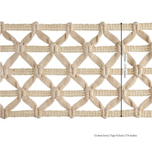 Lace Trim Natural Ivory 100% Cotton Lbraid Tape Trim| 9.5cm - 3.74 ...