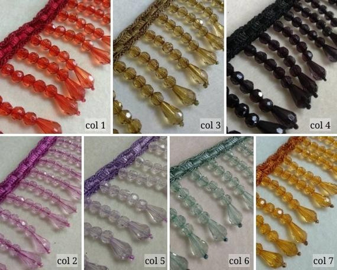 Crystal Beads Fringe Trimming | 5 Cm - 2 Inches Height Luxury Beaded ...