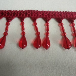 Red Beads Fringe Trim/10 Cm - 3.94 Inches Heightbeaded Fringe Trim ...