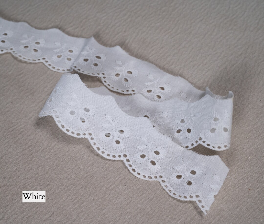 White Vintage Cotton Lace Ribbon Trim| 4cm-1.57" Width| White Cotton ...
