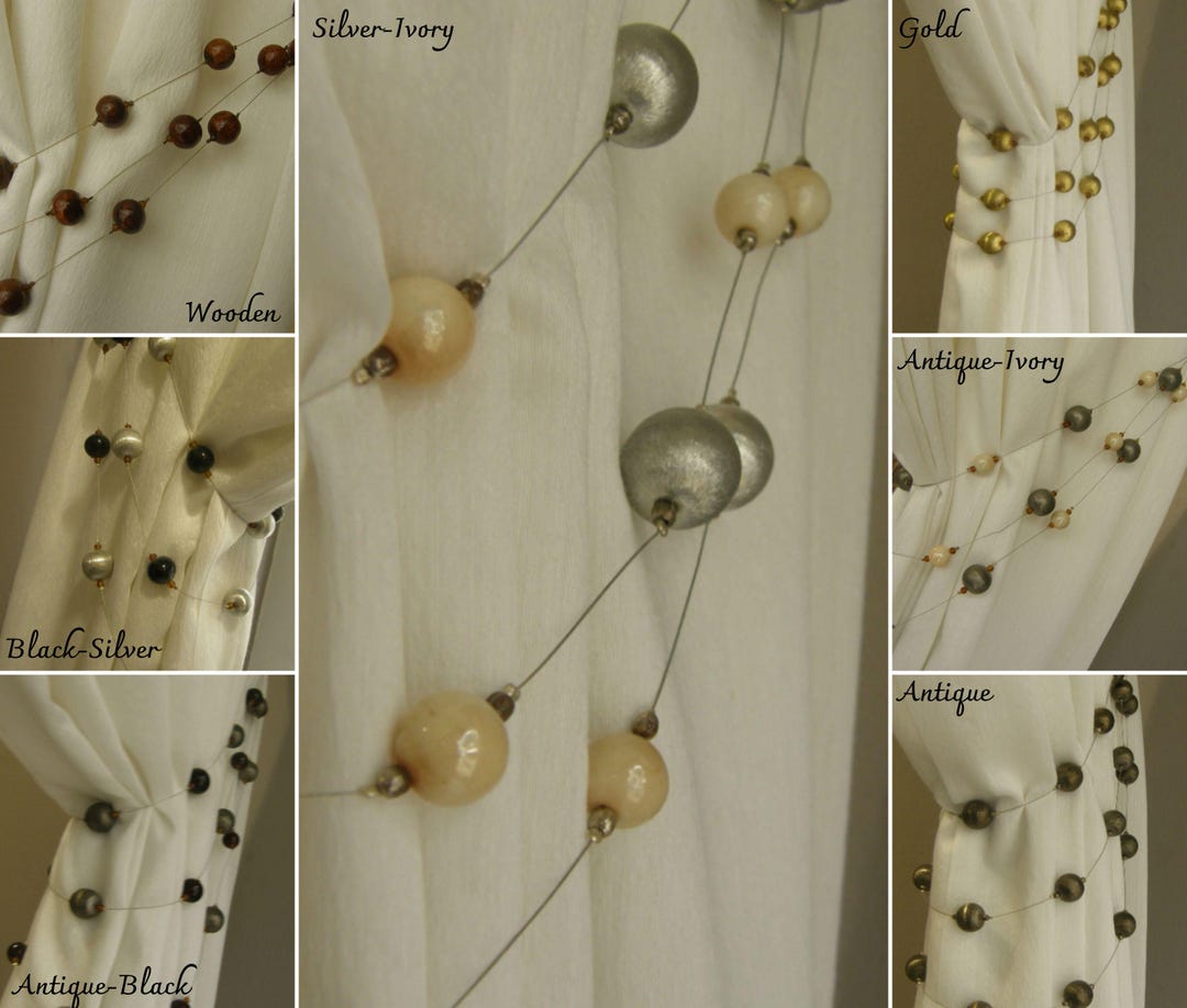 Pearl Triple Embrasse Metallic Curtain Tiebacks Curtain Tie Back Pearl ...