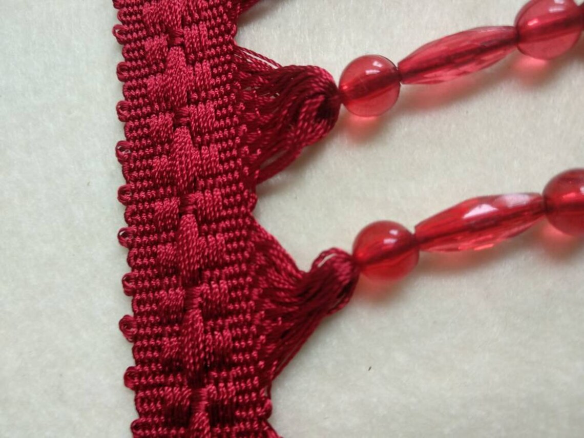 Red Beads Fringe Trim/10 Cm 3.94 Inches Heightbeaded Fringe - Etsy