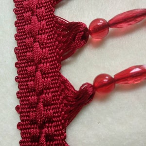 Red Beads Fringe Trim/10 Cm - 3.94 Inches Heightbeaded Fringe Trim ...