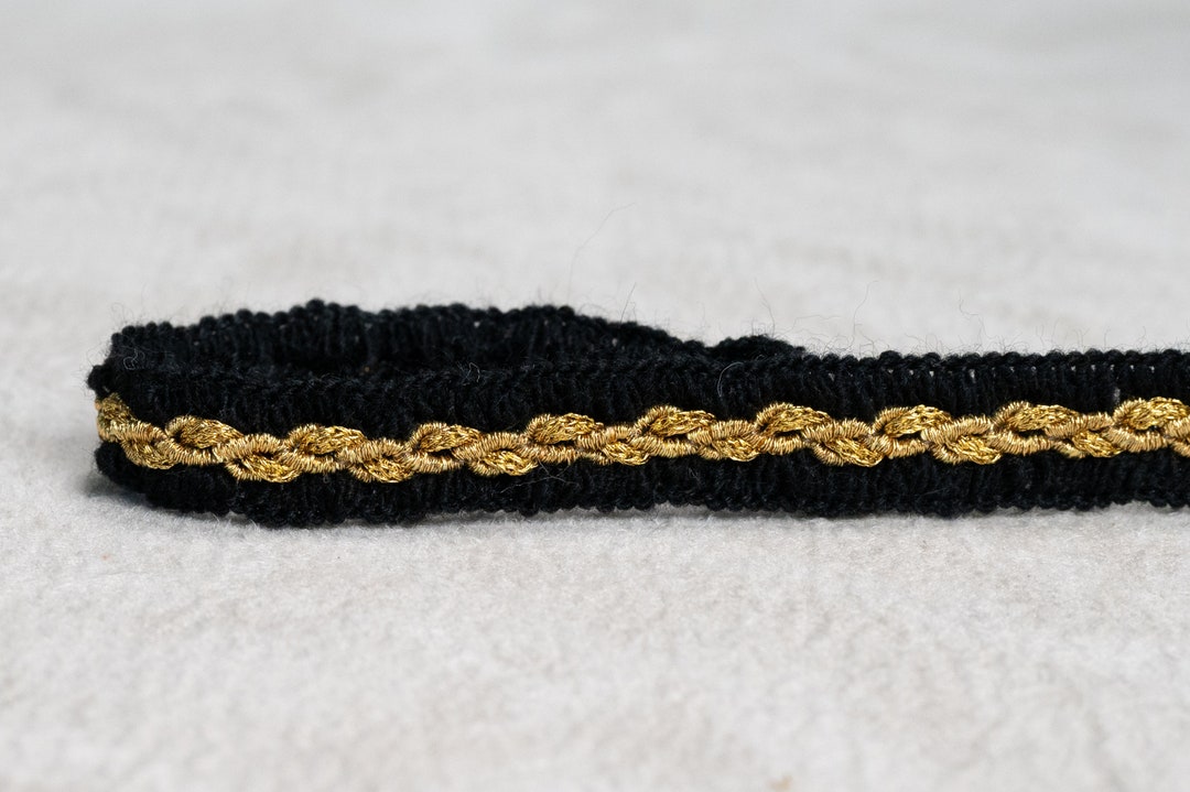 Acrylic Lurex Black Gold Braid Fringe Trims/1,50cm-0.59inches/shiny ...