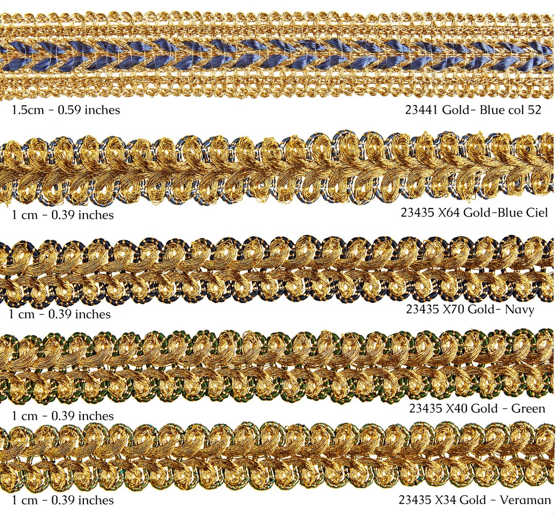 1cm-0.39 Gold Metallic Threads Braid Trims 1cm-0.39 and 1.5cm-0.59 ...