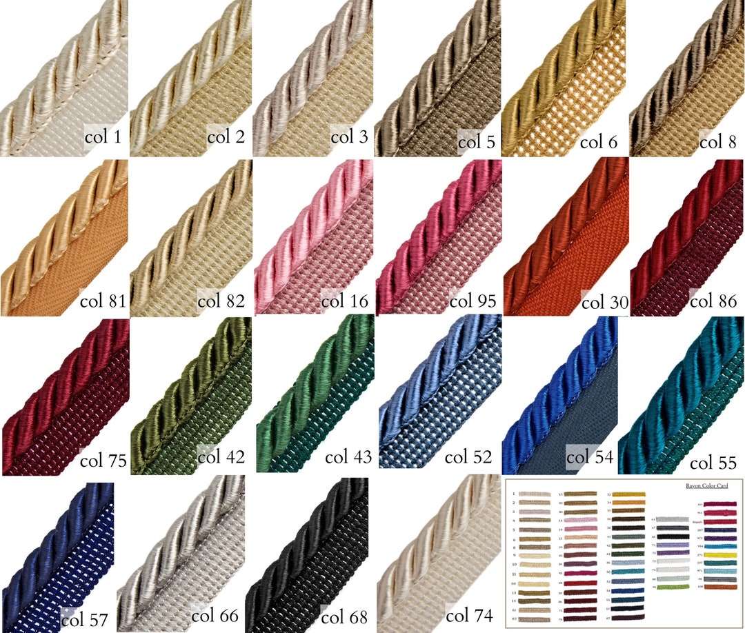 65 Colors Twisted Cord|10mm or 6mm Rayon Flanged Piping Cord ...