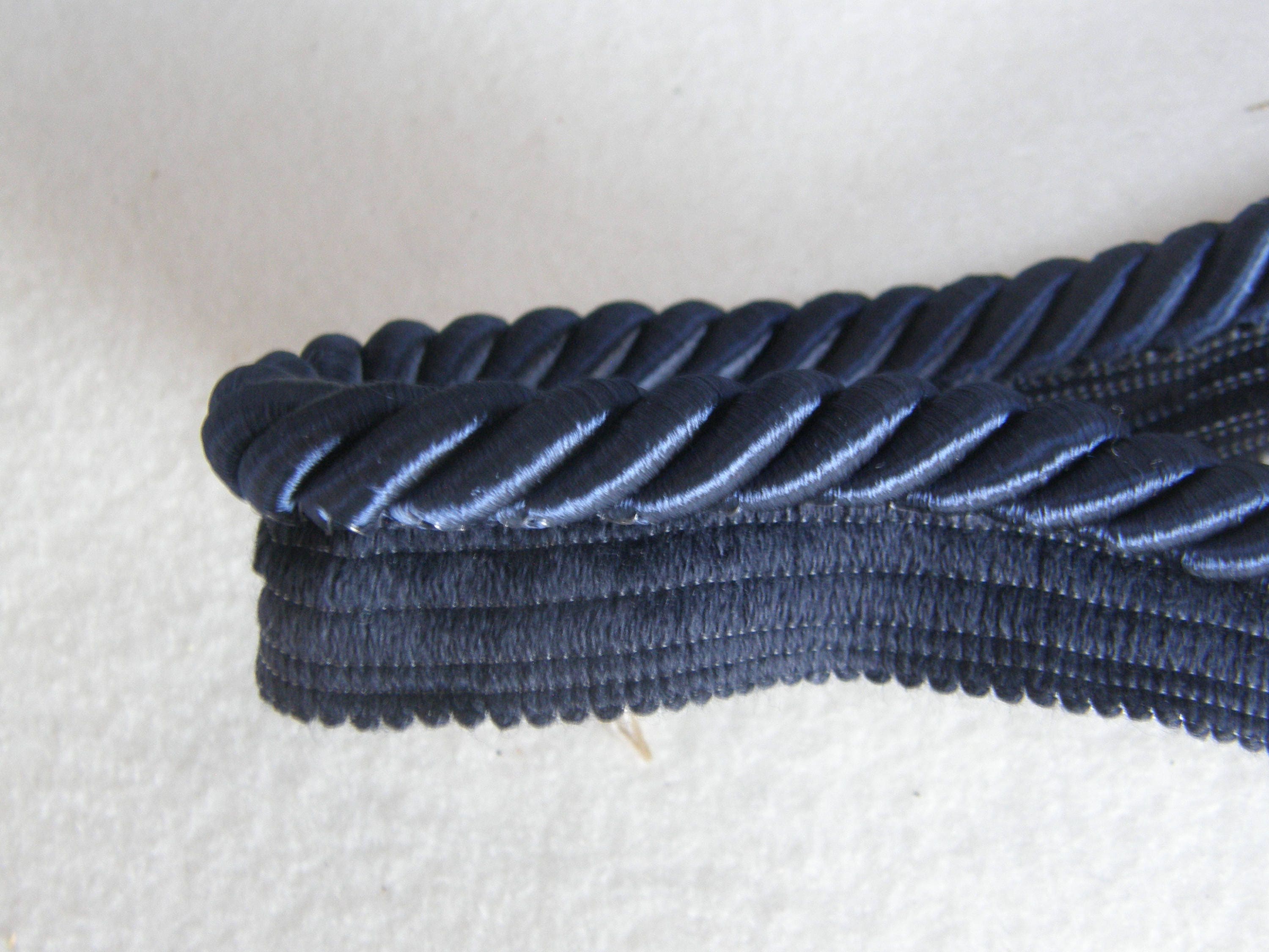 Blue Navy Flanged Piping Cord Fringe Trimmings | 10mm - 0.39 inches