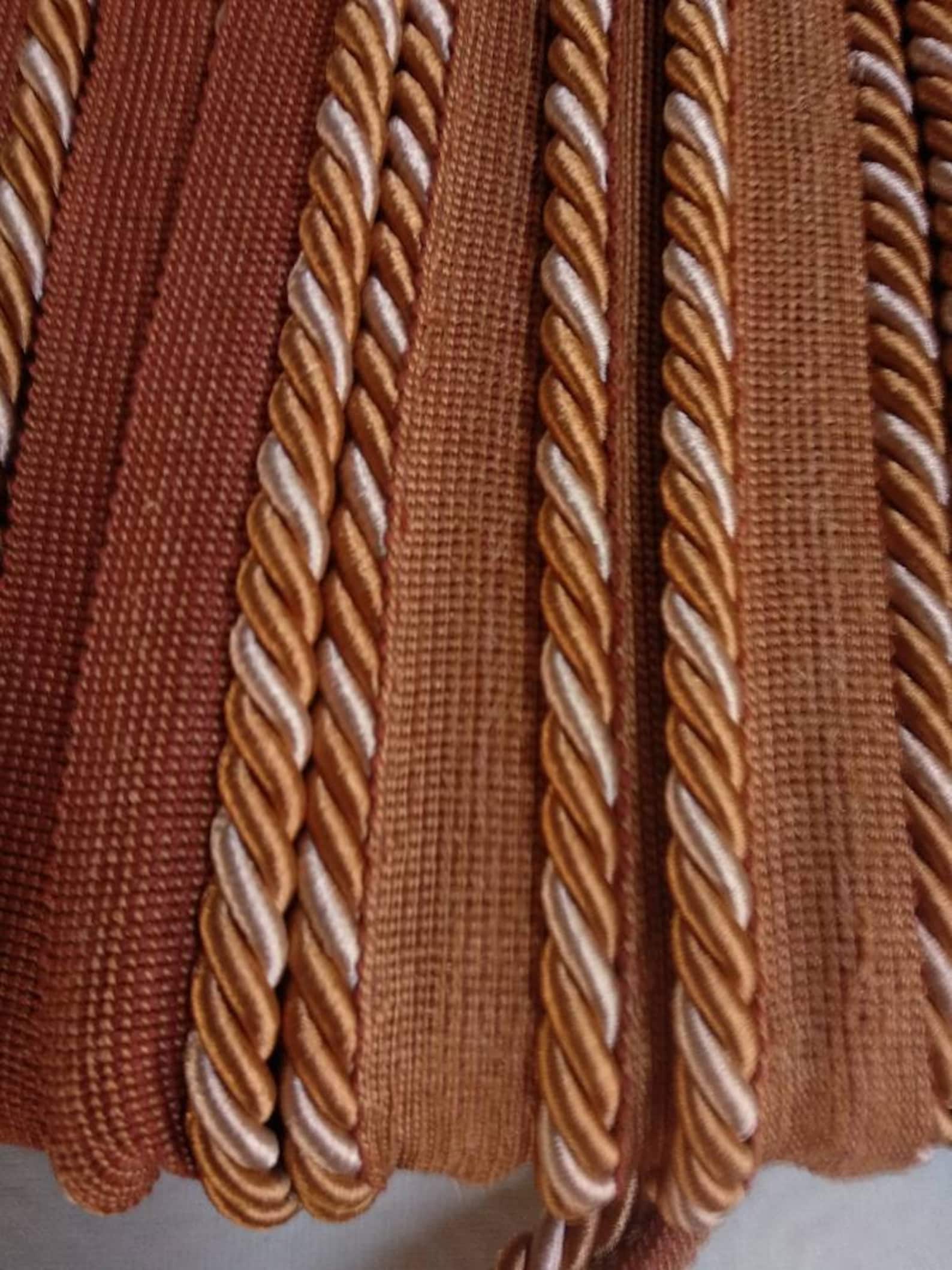 8mm-0.35" Rayon Flanged Piping Cord | Rust Gold Light Beige Twisted ...