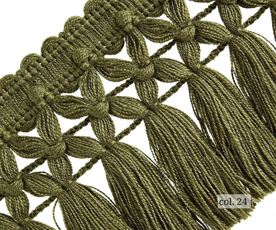Olive Green Braid Tassel Fringe Trim| 8 Cm - 3.15 Inch Trims Tassel ...