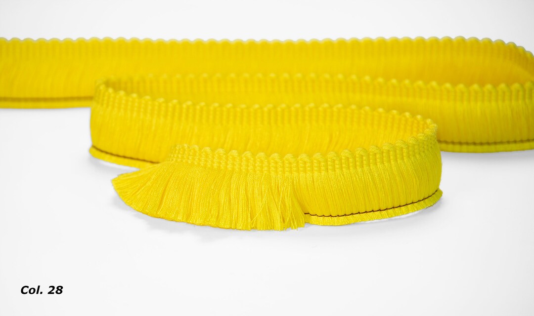 Lemon Yellow Brush Fringe Trim – 4 Cm (1.57”) | 100% Relax Fibre ...