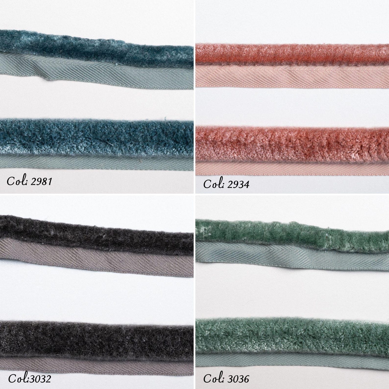 Velvet Piping Cord 10mm-0.39" or 17mm- 0,66''|10 Colors Available/soft ...