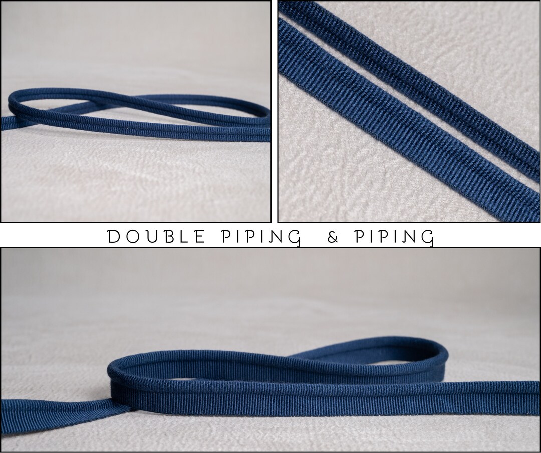 Navy Blue Double Grosgrain Cotton Piping Cord |10mm-0.39" Double Gimp ...