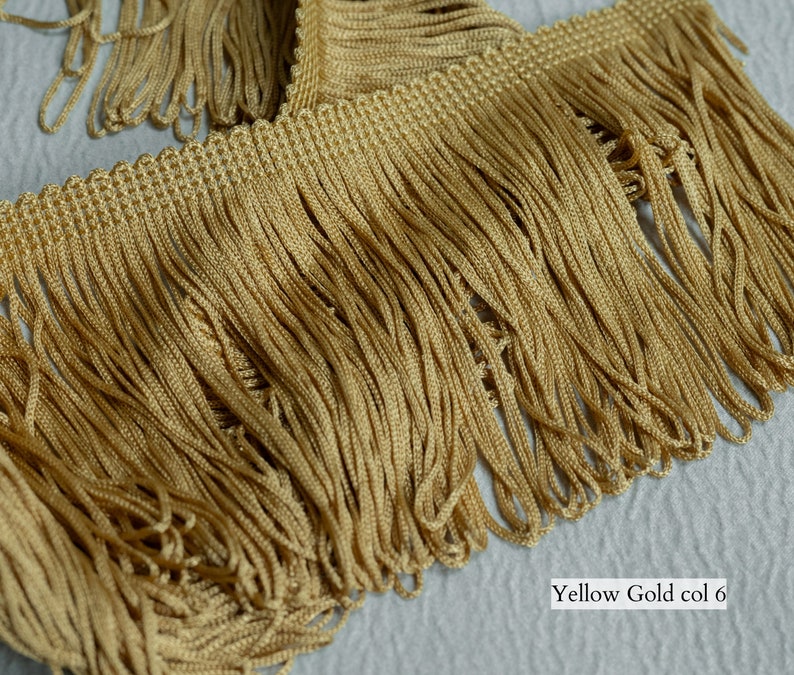 Yellow Gold Rayon Double Weld Fringe Trimmings | 10cm - 4" Height ...