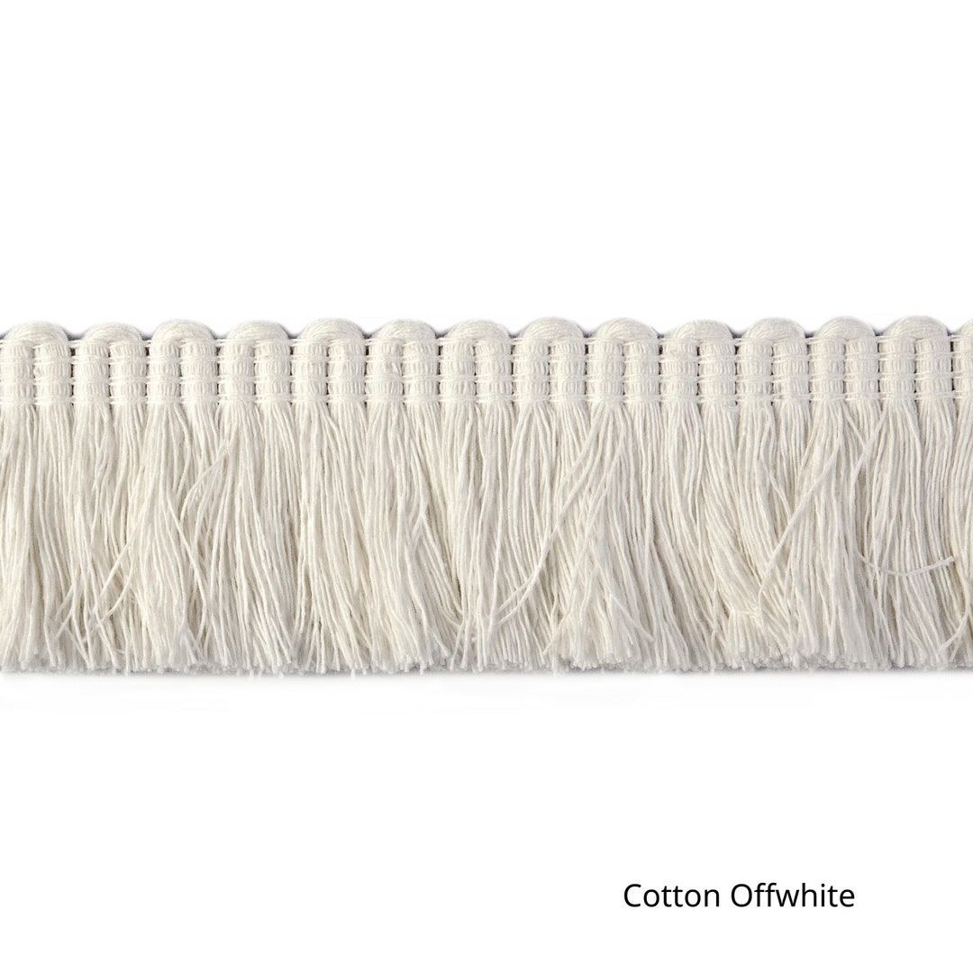 Off White 100% Cotton Brush Fringe Trim 4cm 1.57 Inches Width Brush ...