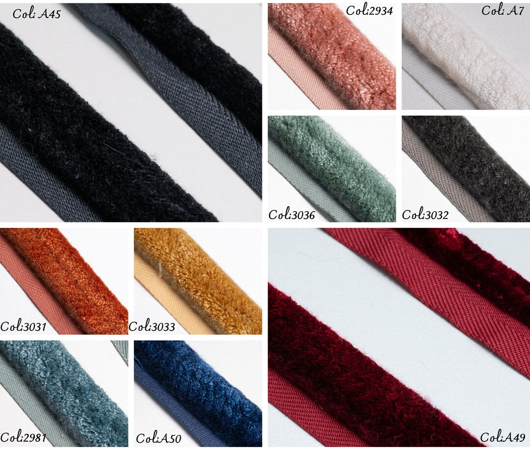 Velvet Piping Cord 10mm-0.39" or 17mm- 0,66''|10 Colors Available/soft ...