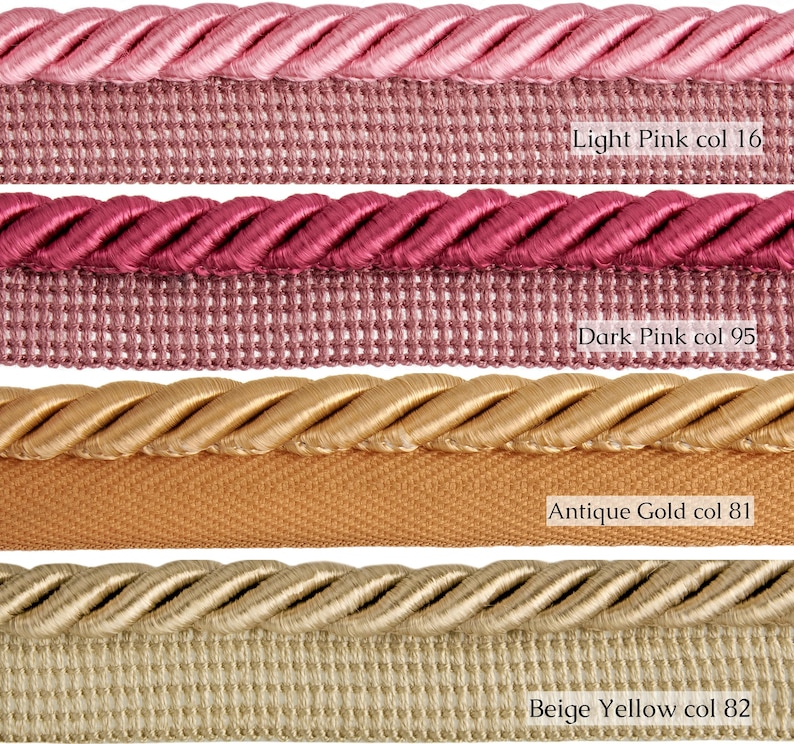 65 Colors Twisted Cord|10mm or 6mm Rayon Flanged Piping Cord ...