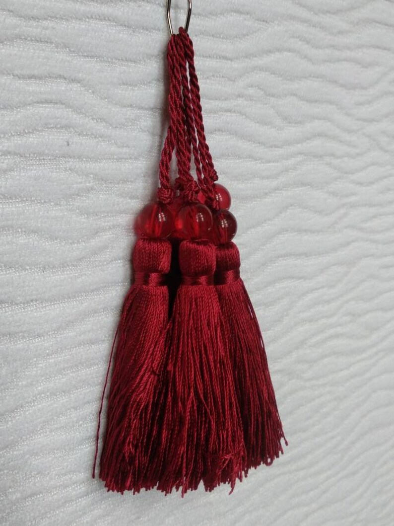 Red Wine Mini Tassel With Beads | 9cm-3.54 Inches Height With Loop ...