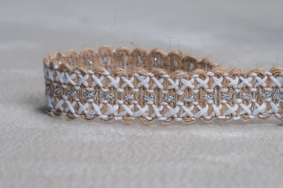 Cotton, Jute & Lurex Decorative Trim | 2cm Natural Coastal Braid for ...